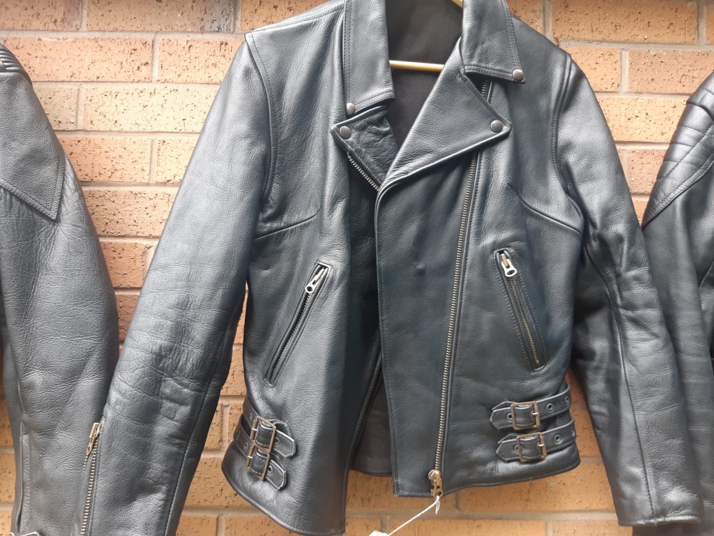 00412 black leather jacket collar and buckles – Paul Myler Transport